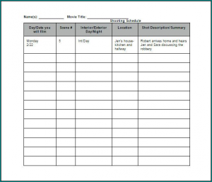 》Free Printable Shooting Schedule Template