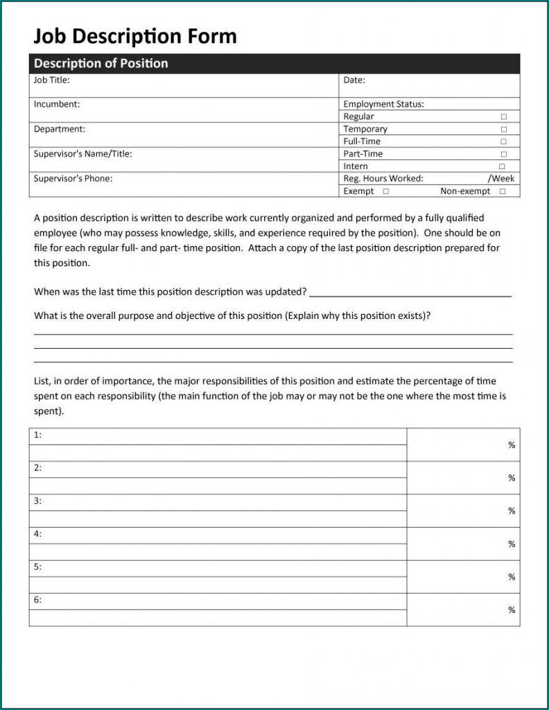 》Free Printable Simple Job Description Template