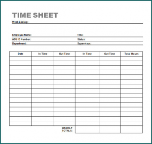 》Free Printable Timesheet Template Word