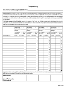 》Printable Transportation Log Template