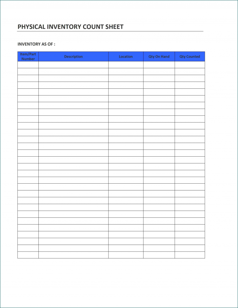 》Free Printable Warehouse Inventory List Template