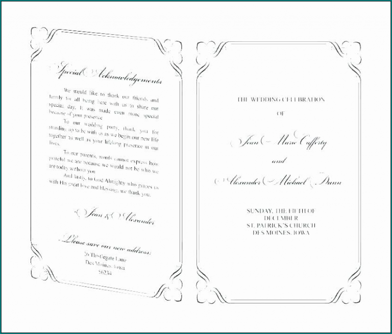 》Free Printable Wedding Program Template Word