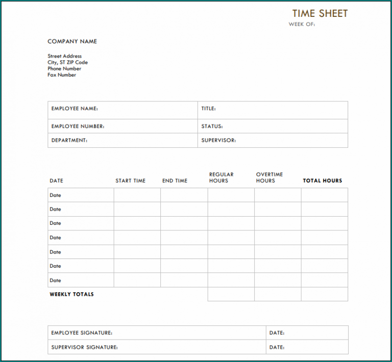 》Free Printable Weekly Employee Timesheet Template