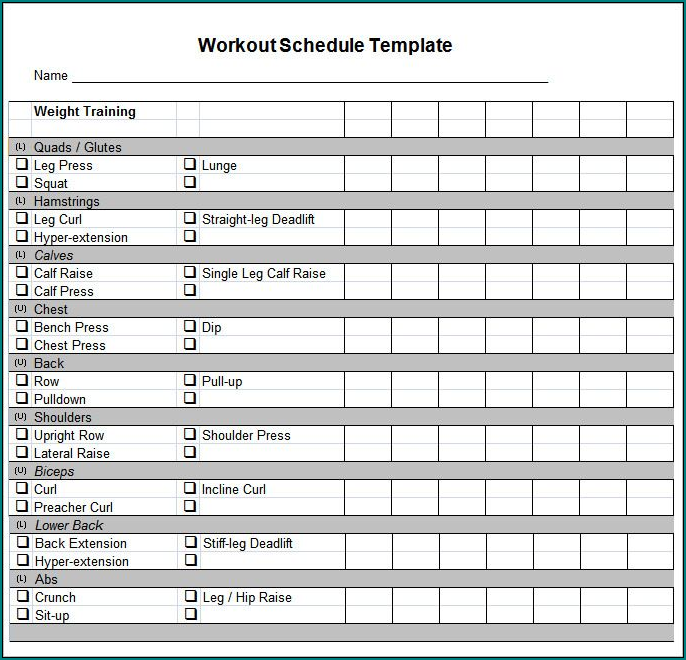  Free Printable Workout Schedule Template Bogiolo