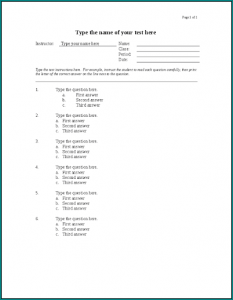 》Free Printable Excel Multiple Choice Test Template