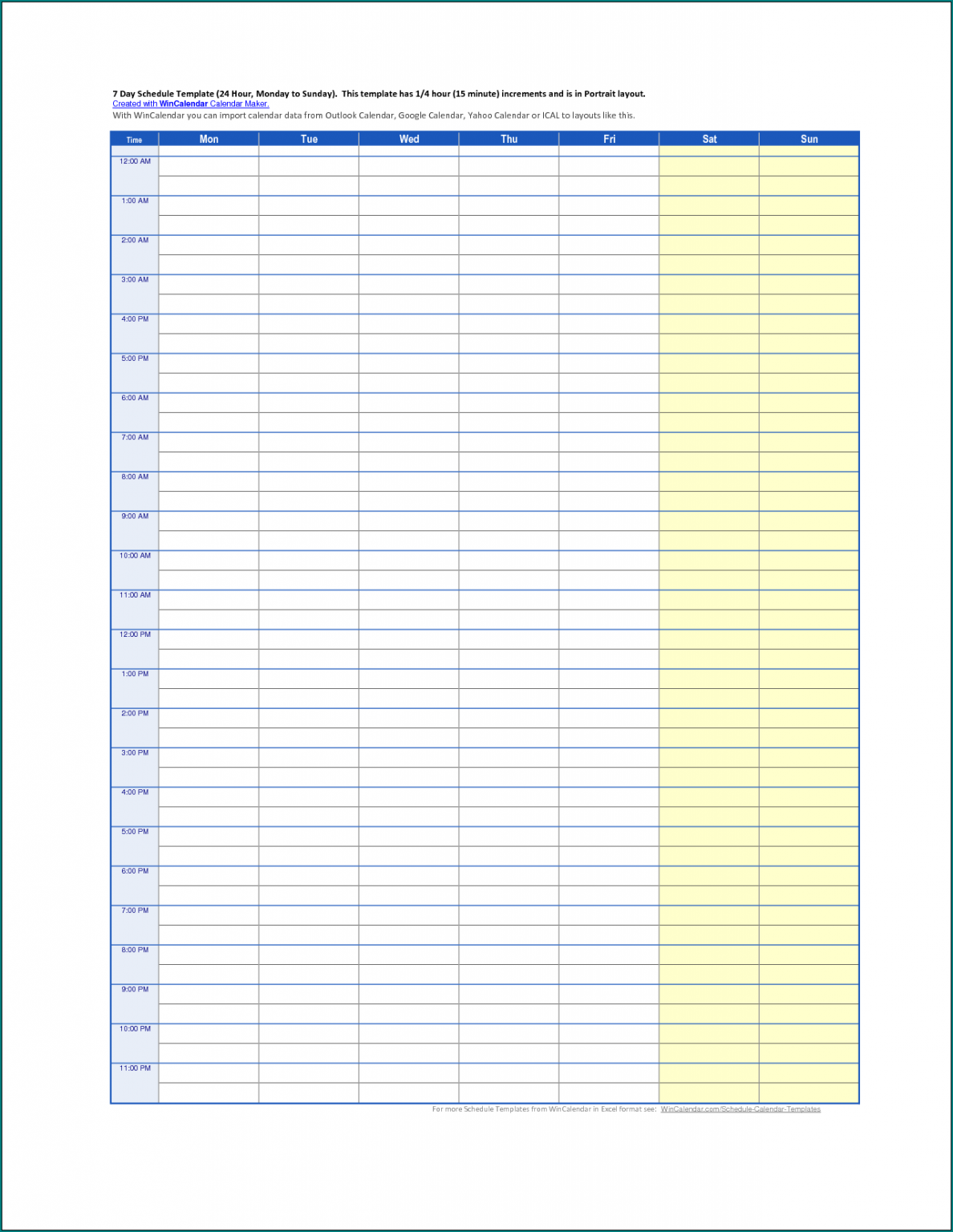 》Free Printable Excel Schedule Template