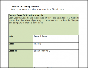 Filming Schedule Template | Bogiolo