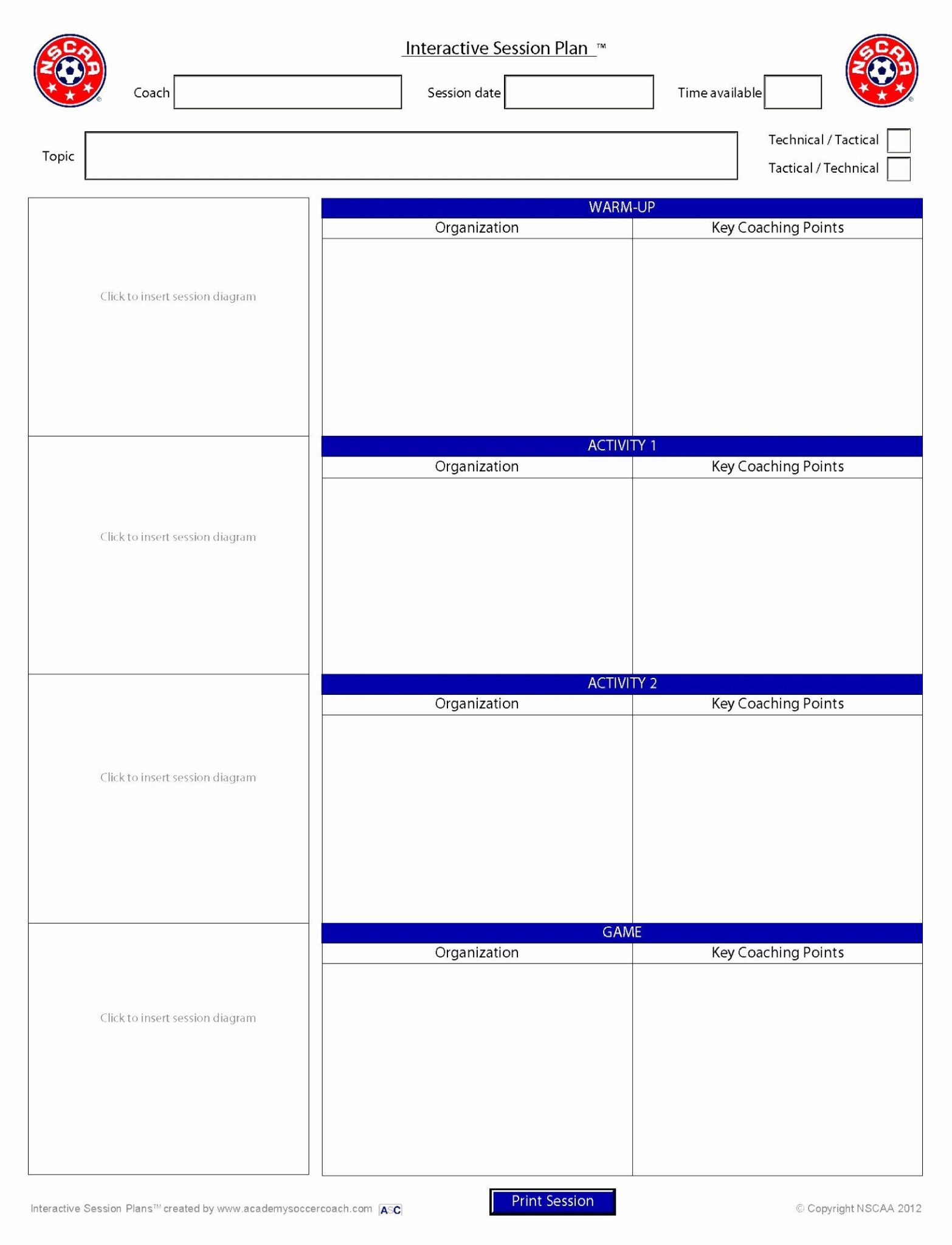 》Football Practice Planner Template