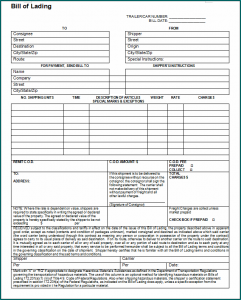 》Free Printable Generic Bill Of Lading Template
