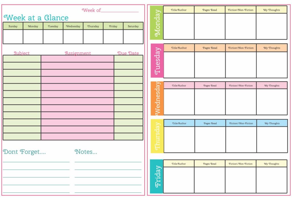 》Girly Cute Homework Planner Template