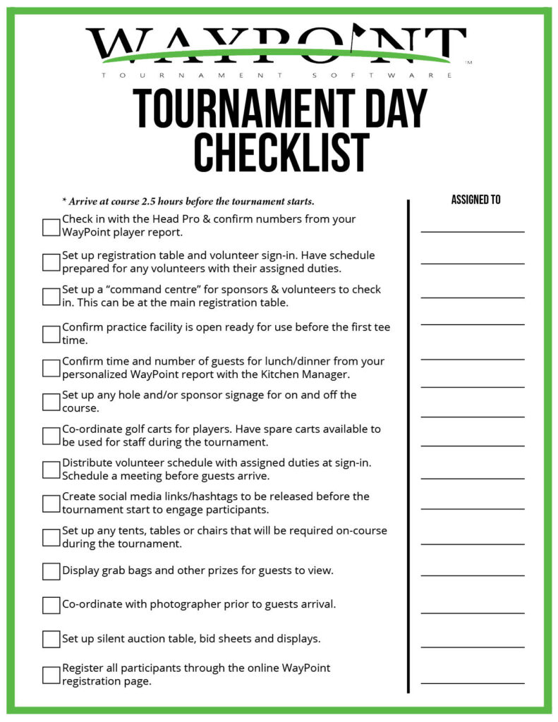 》Golf Tournament Planning Template