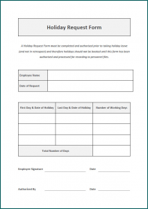 》Free Printable Holiday Request Form