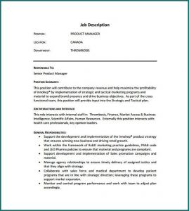 》Free Printable Job Description Template