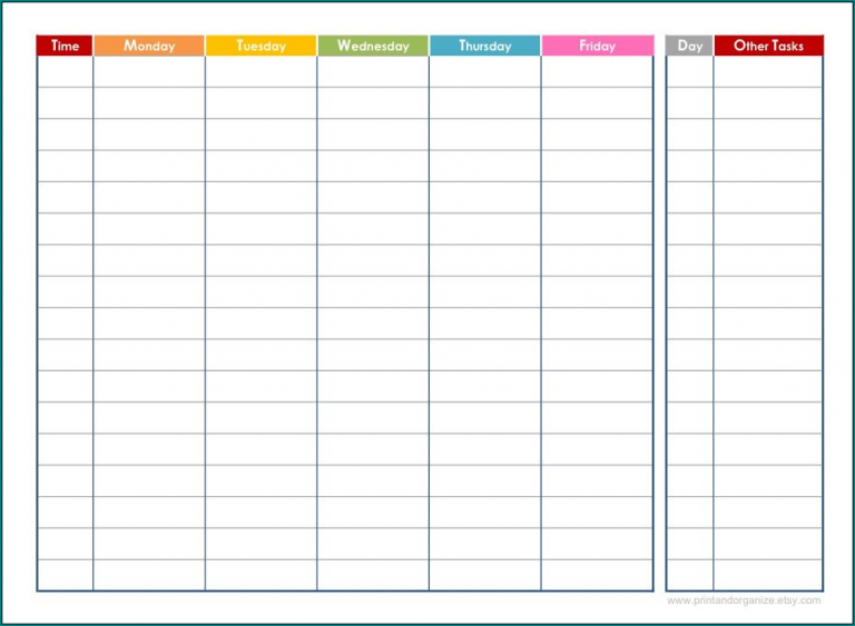 》Free Printable Kids Schedule Template