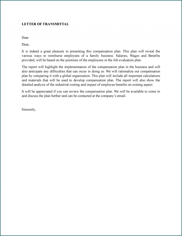 》Free Printable Letter Of Transmittal