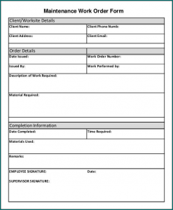 》Free Printable Maintenance Work Order Template