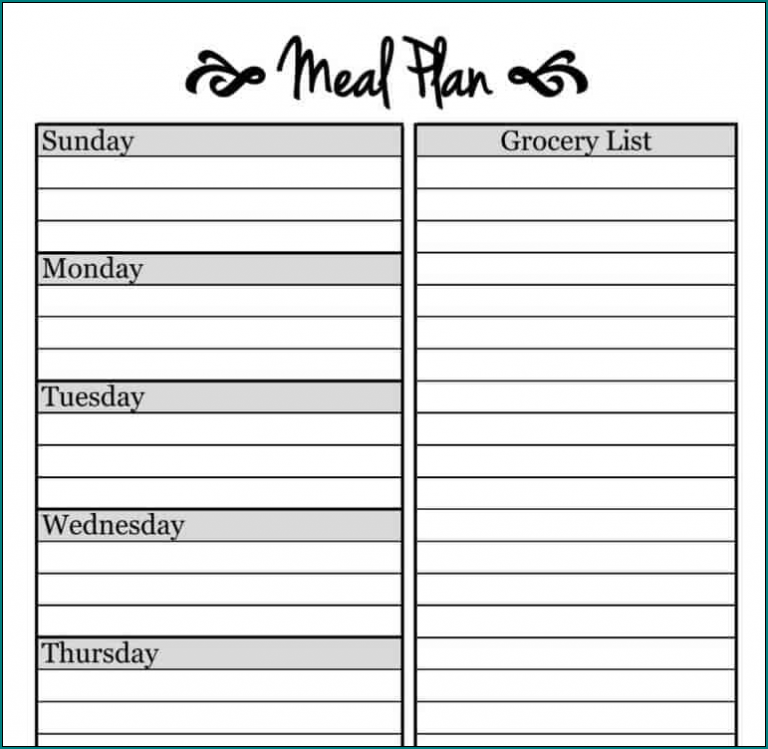 》Free Printable Meal Plan Template