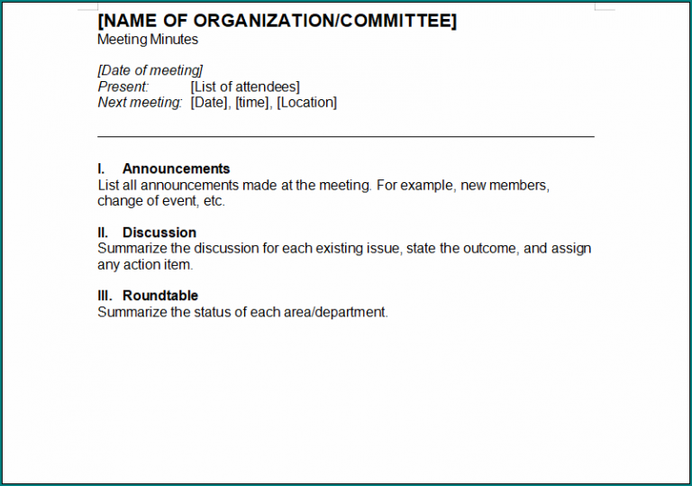 》Free Printable Meeting Notes Template