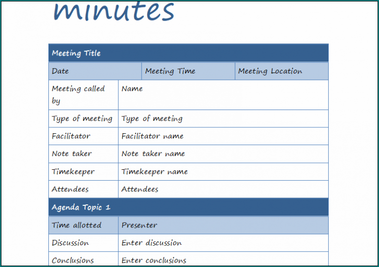 》Free Printable Minute Taking Template