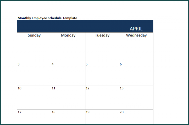 》Free Printable Monthly Employee Schedule Template
