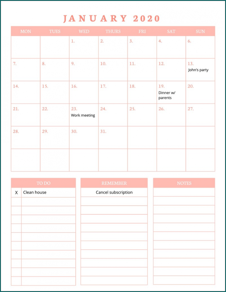 》Free Printable Monthly Schedule Template
