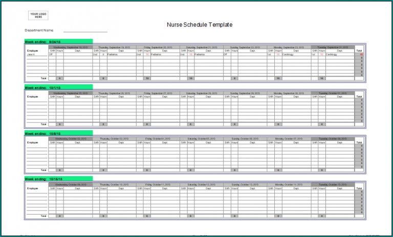 》Free Printable Nurse Schedule Template