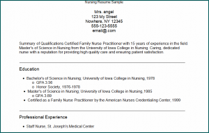 》Free Printable Nursing Resume Template
