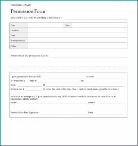 》Free Printable Parent Permission Slip