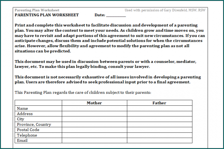 》Free Printable Parenting Schedule Template