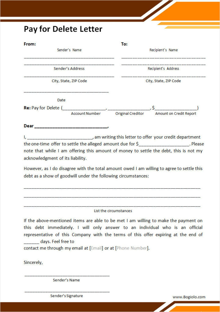 》Free Pay-for-Delete Letter Template (Word)