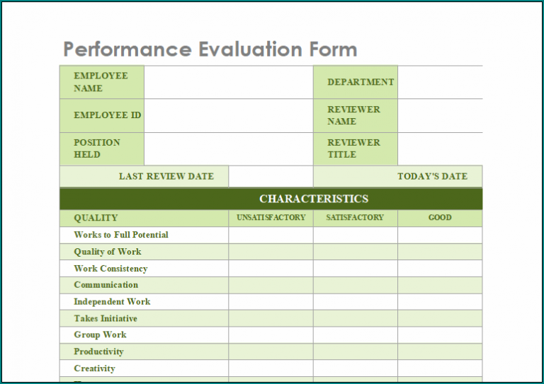 》Free Printable Performance Evaluation Form