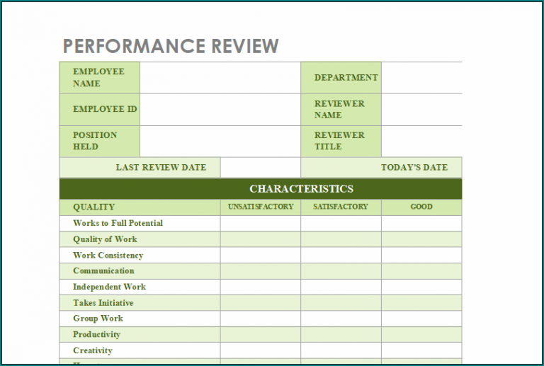 》Free Printable Performance Review Form