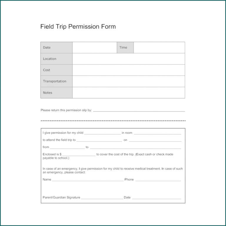 》Free Printable Permission Slip For School Trip