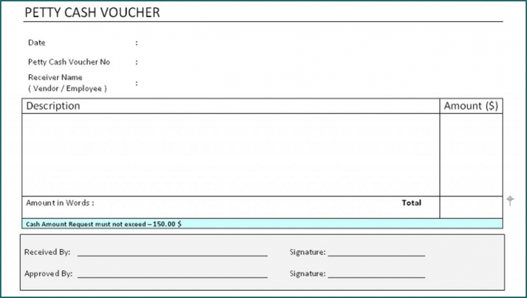 》Free Printable Petty Cash Template