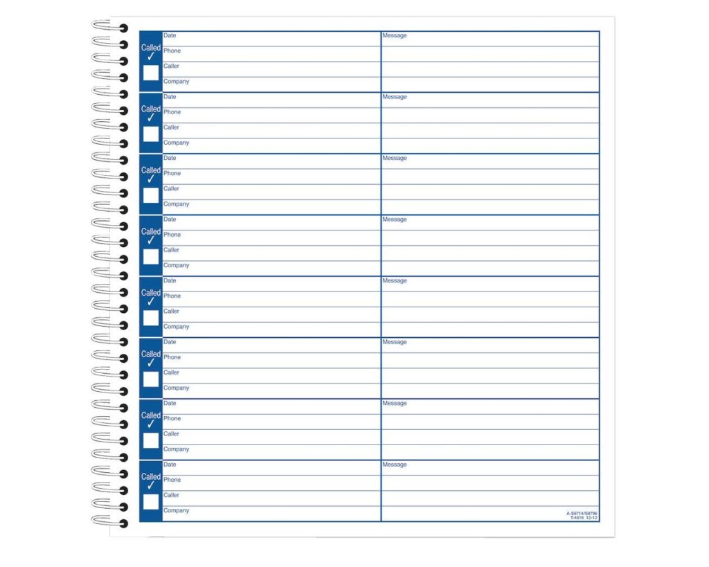 》Printable Phone Message Log Template