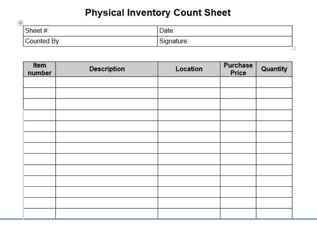 》Physical Inventory Count Sheet Template