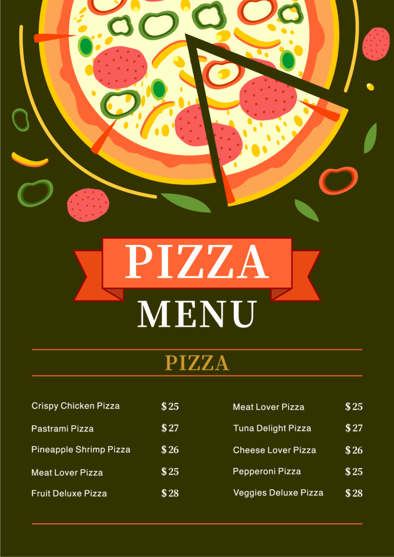 》Editable Pizza Menu Template (Word)