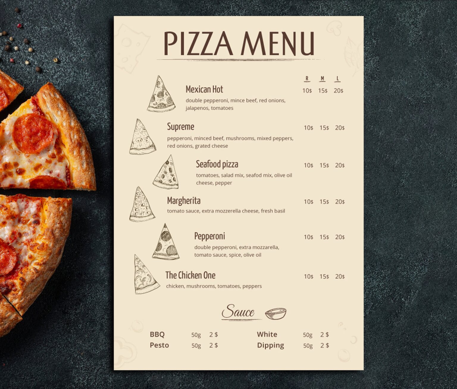 》Editable Pizza Menu Template (Word)