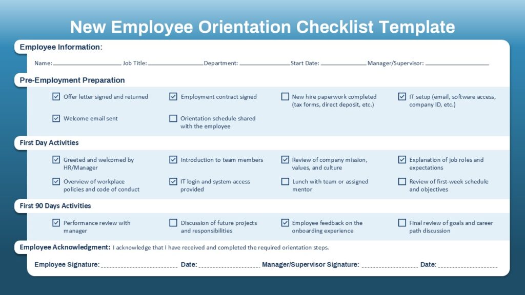 》Pre-Employment Checklist Template