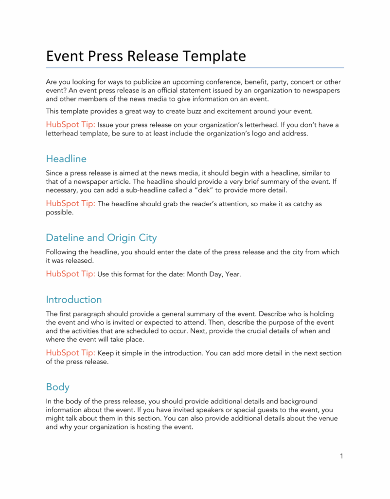 》Editable Press Release Template (Word)