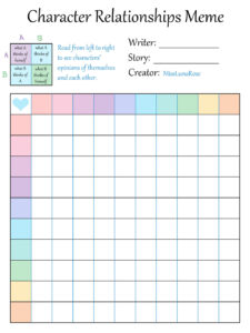 Printable Relationship Chart Template | Bogiolo