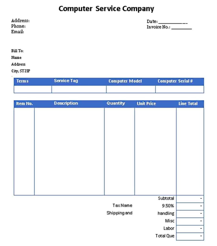 》Free Printable Service Receipt Template