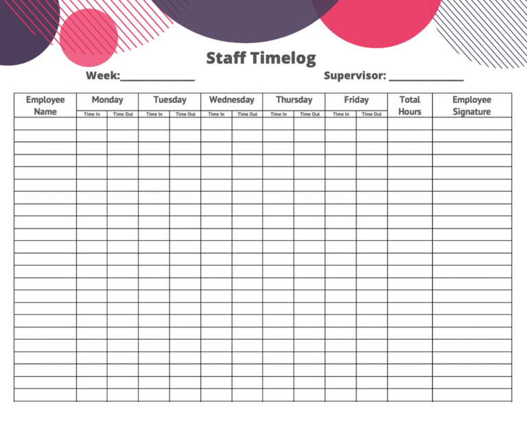 》Free Printable Staff Count Sheet Template