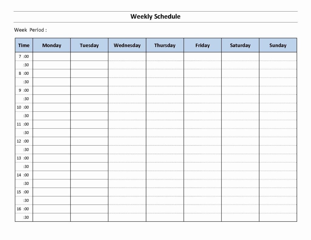 Monday Through Sunday Schedule Template New Printable Weekly | Bogiolo