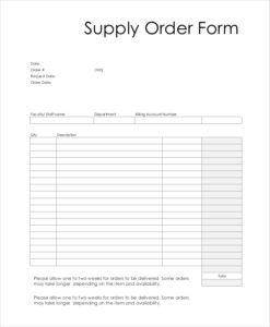 》Supply Order Sheet Template