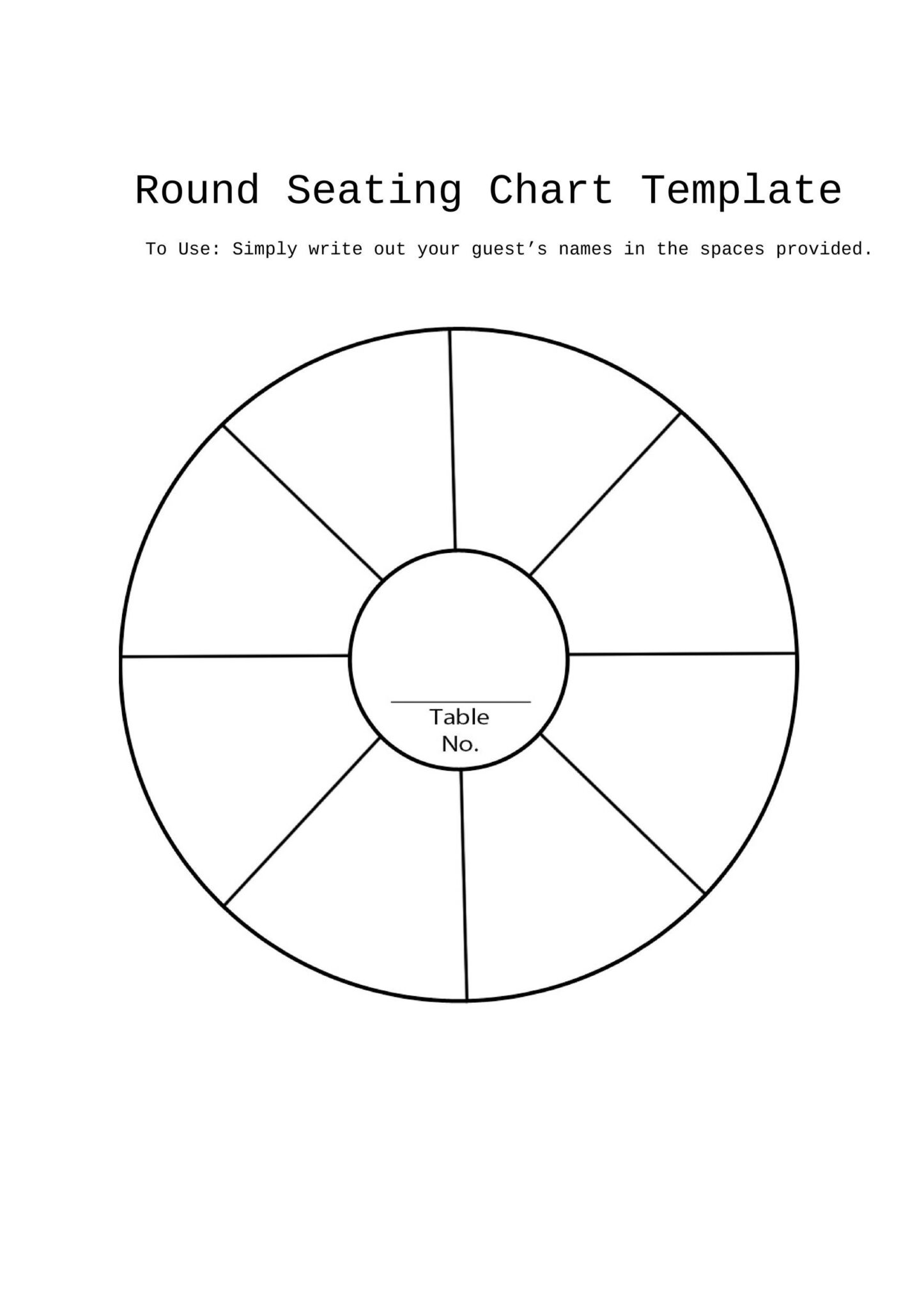 》Printable Table Seating Chart Template