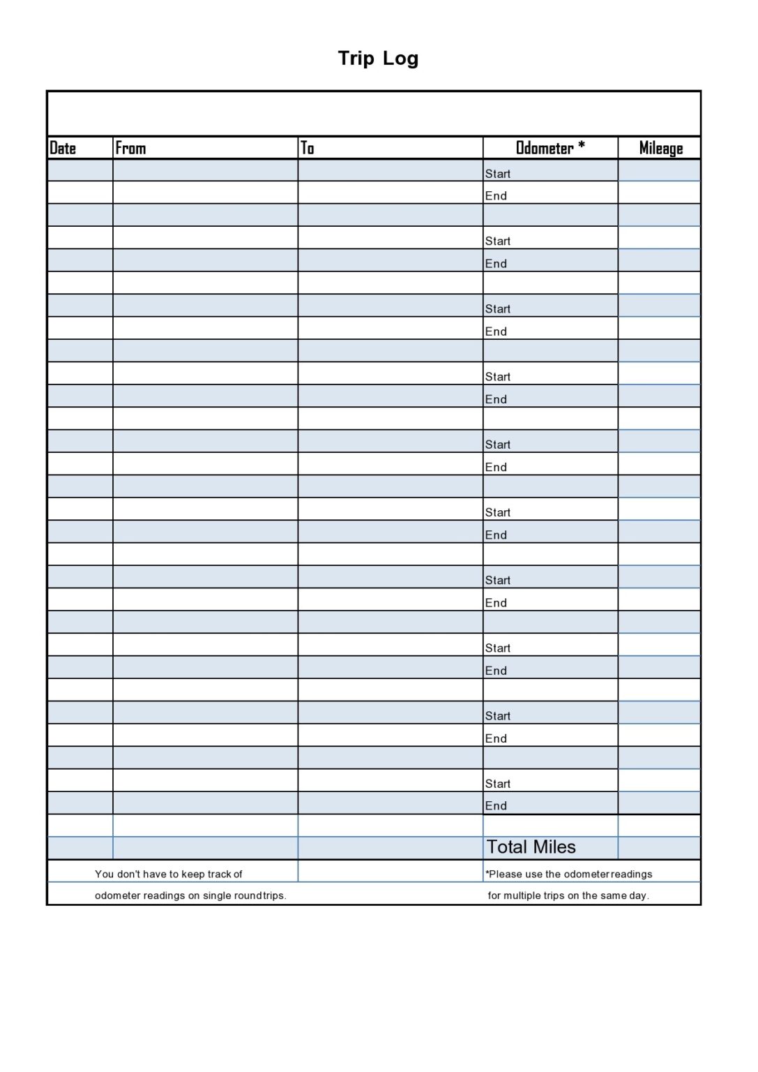 》Printable Travel Log Template
