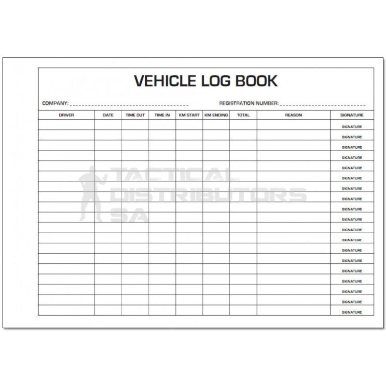 》Printable Vehicle Log Book Template