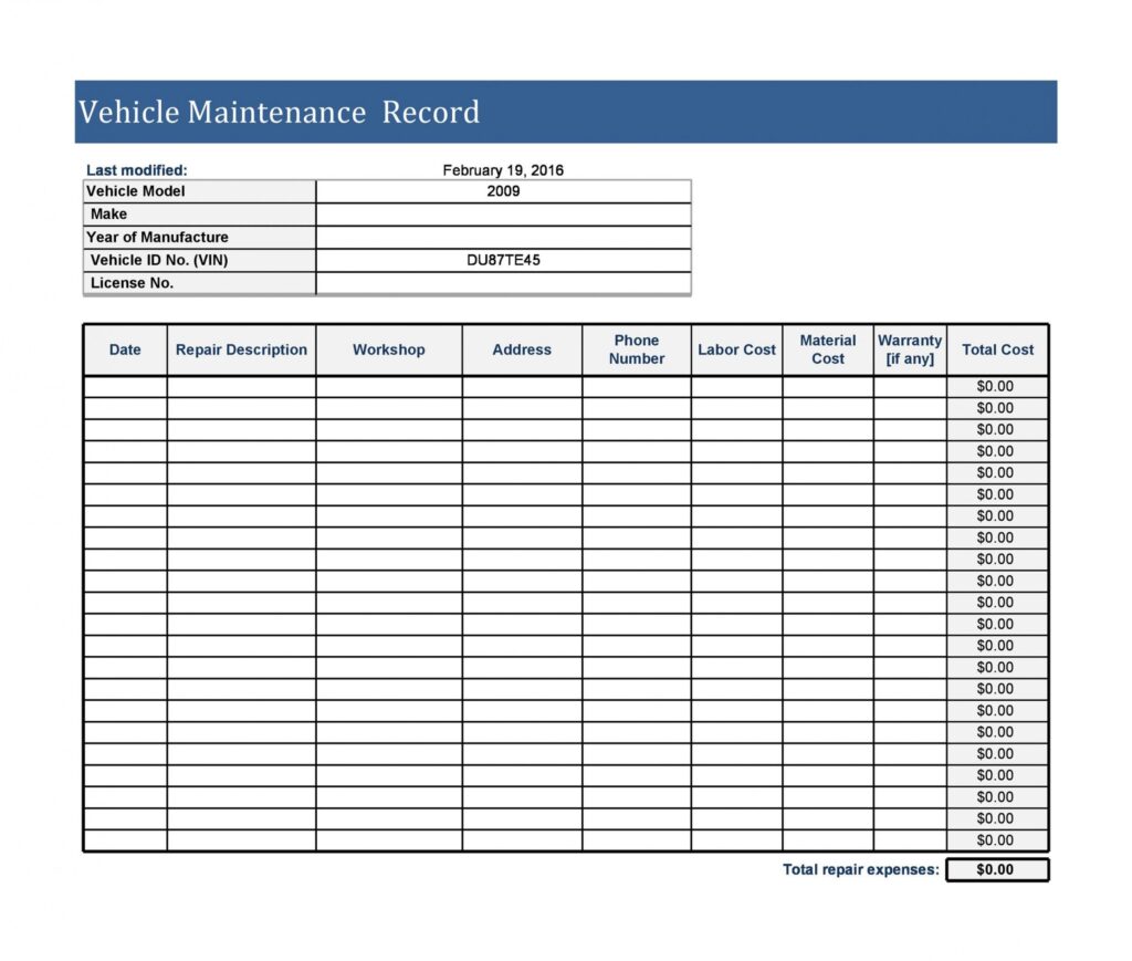 》Printable Vehicle Log Book Template