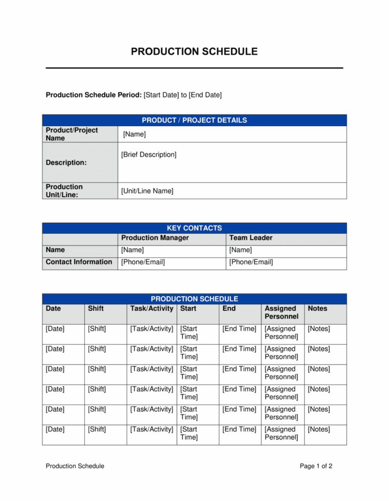 》Production Shift Schedule Template